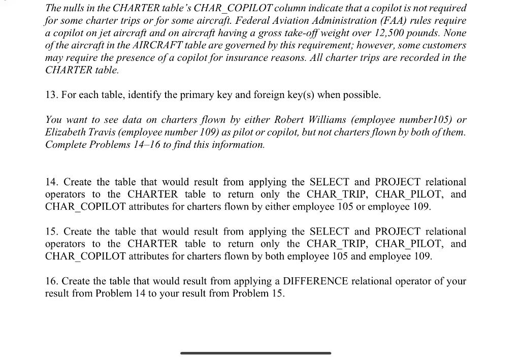 Solved Database name: Cho3_AviaCo Table name: CHARTER | Chegg.com