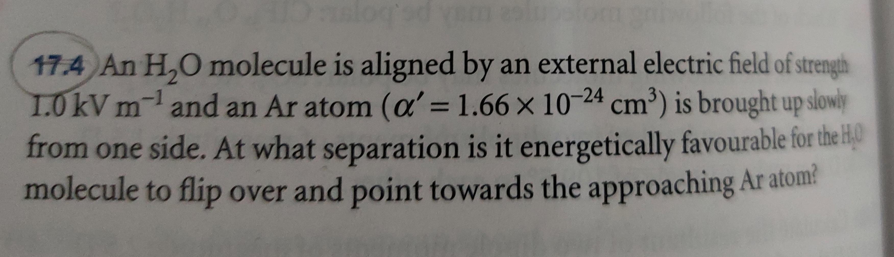 Solved 17.4 An H2O molecule is aligned by an external | Chegg.com