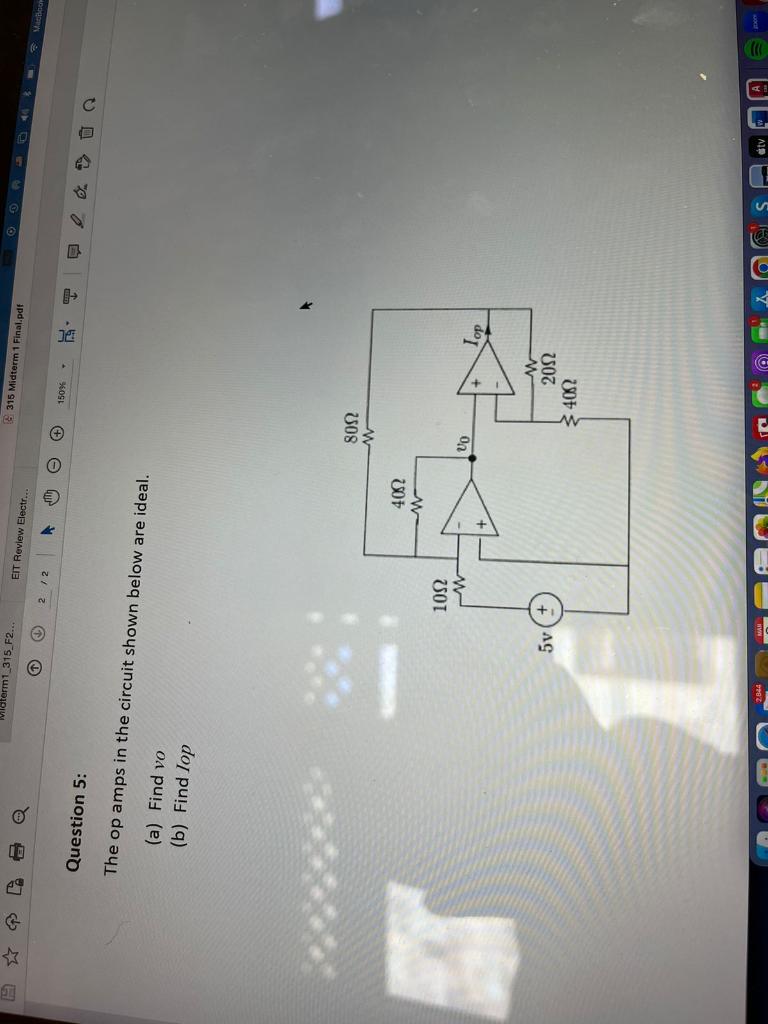 Solved Question 5: The op amps in the circuit shown below | Chegg.com
