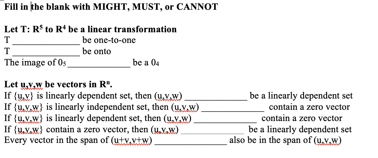 Solved Let T:R5 to R4 be a linear transformation TT The | Chegg.com