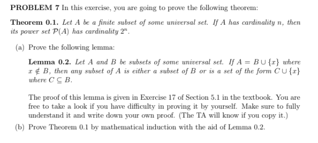 Solved PROBLEM 7 In this exercise, you are going to prove | Chegg.com