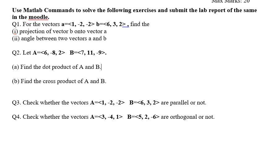 Solved Use Matlab Commands to solve the following exercises | Chegg.com