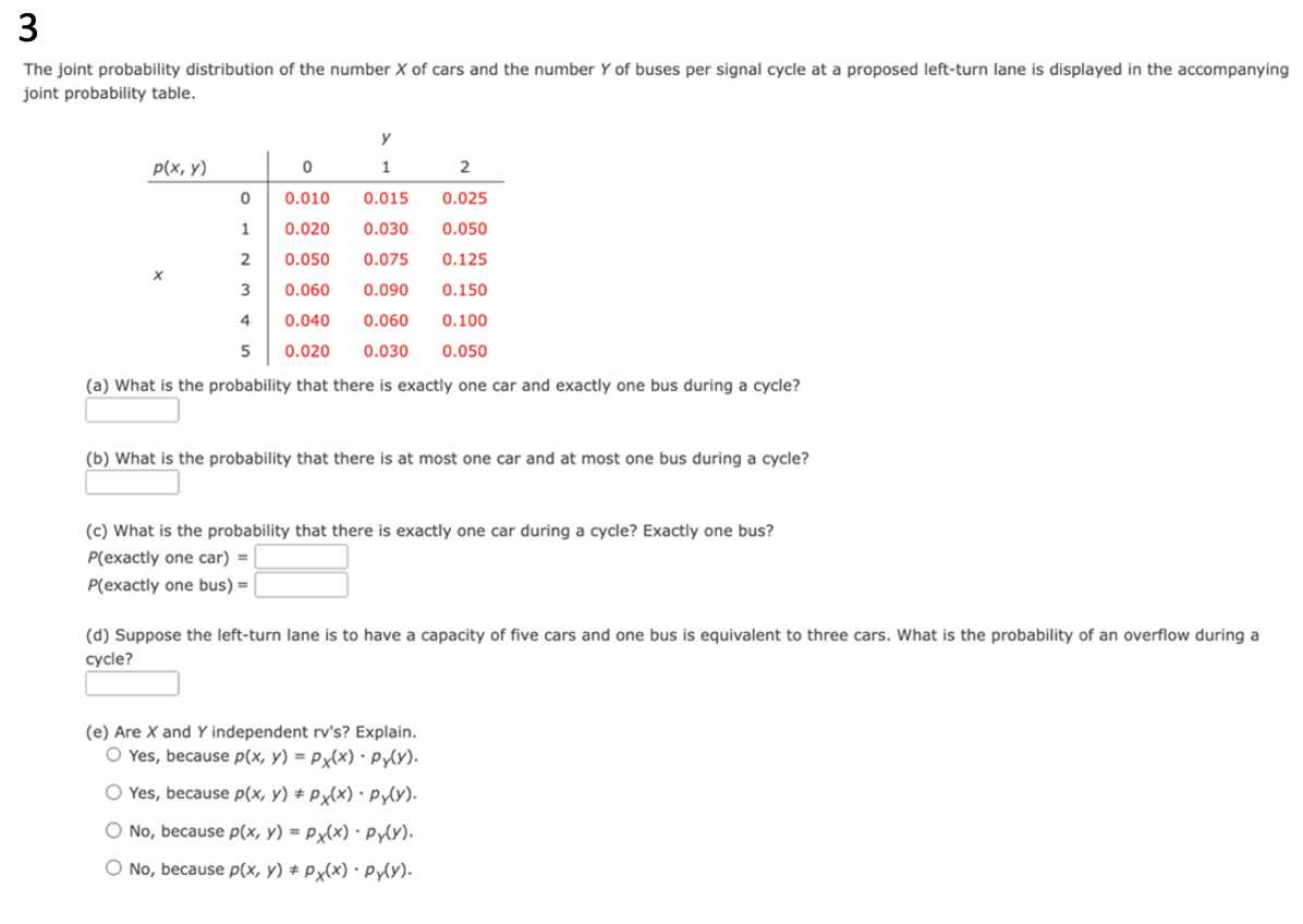 Solved joint probability table. (a) What is the probability | Chegg.com