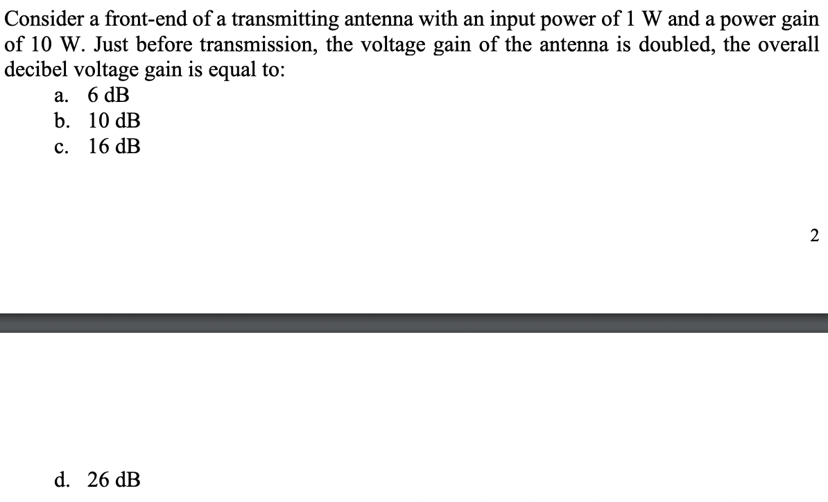 Solved Consider a front-end of a transmitting antenna with | Chegg.com