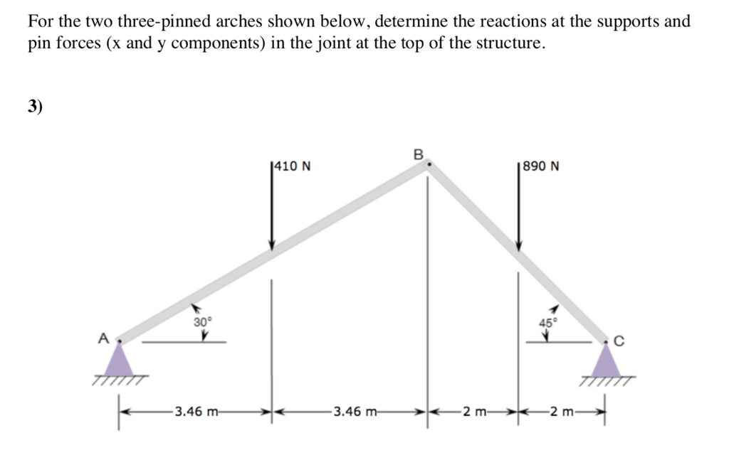 Solved For the two three-pinned arches shown below, | Chegg.com
