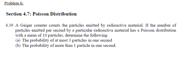 Solved Problem 6 Section 4.7: Poisson Distribution .39 A | Chegg.com