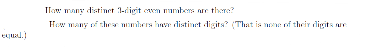 Solved equal.) How many distinct 3-digit even numbers are | Chegg.com