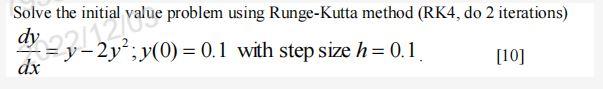 Solved Solve the initial value problem using Runge-Kutta | Chegg.com