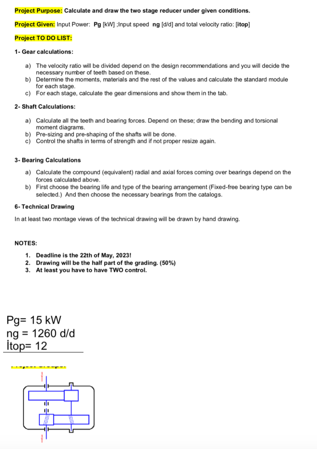 Solved Calculate and draw the two stage reducer under given | Chegg.com