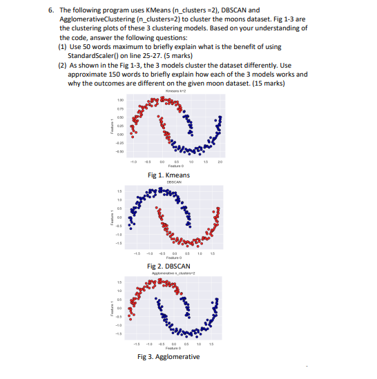 Solved 6. The following program uses KMeans (n_clusters =2), | Chegg.com