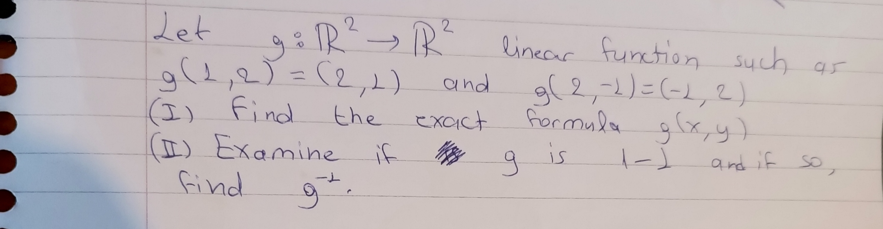 Solved Let ,g:R^(2)->R^(2) linear function such | Chegg.com