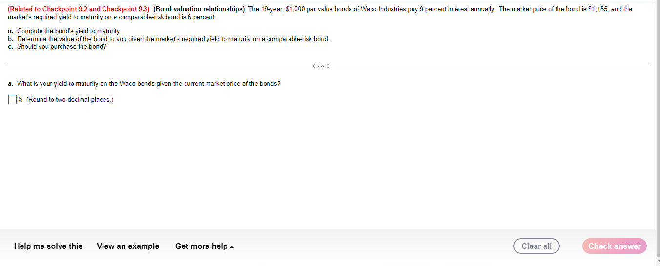 Solved market's required yield to maturity on a | Chegg.com