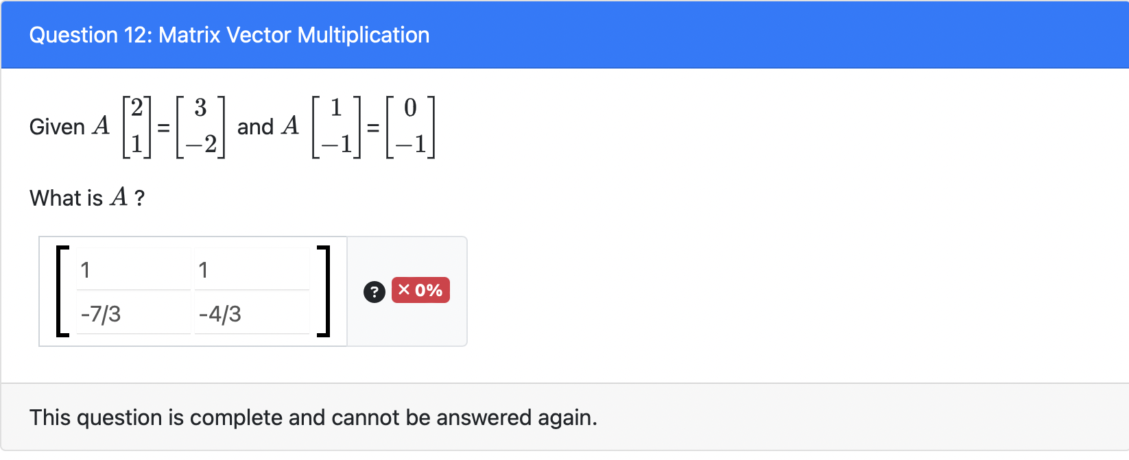 Question 12 Matrix Vector Multiplication Given 