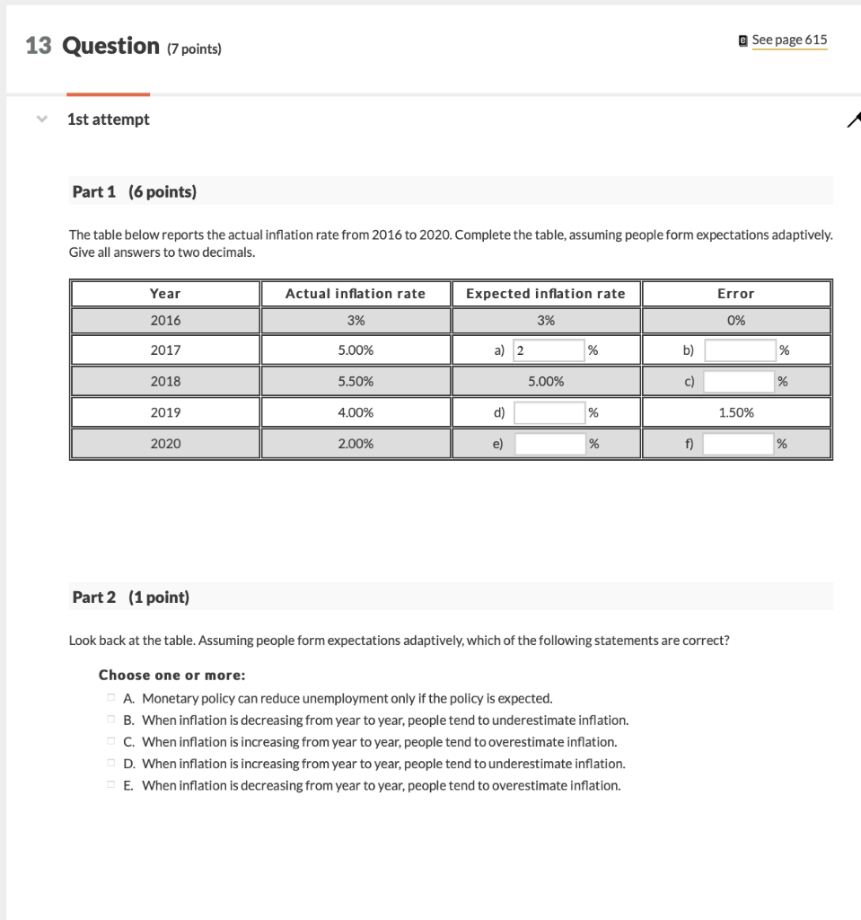 Solved 13 Question (7 points) @ See page 615 1st attempt | Chegg.com