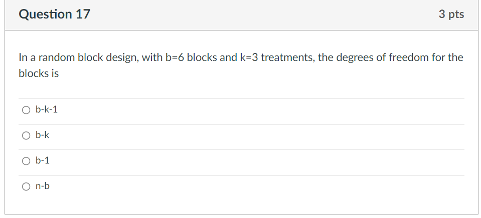 Solved In a random block design, with b=6 blocks and k=3 | Chegg.com