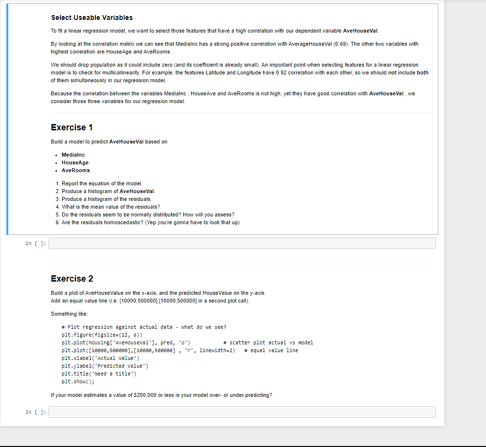 Solved Background Download the data set ca_housing.csv and | Chegg.com