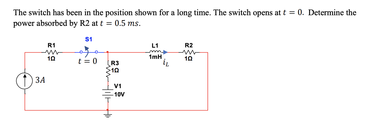 Solved The switch has been in the position shown for a long | Chegg.com