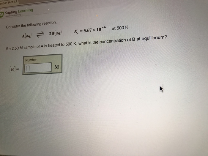 Solved Consider the following equation. A(aq) 2B(aq) K_c | Chegg.com