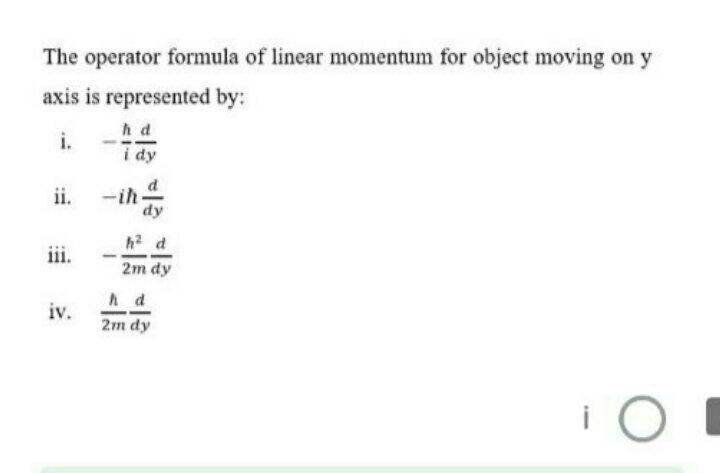 Solved The operator formula of linear momentum for object | Chegg.com