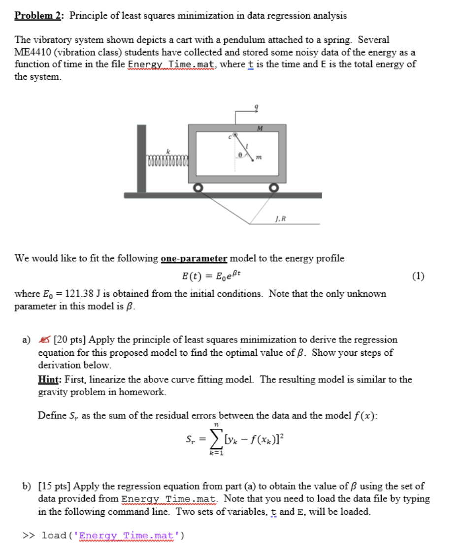 Problem 2: Principle of least squares minimization in | Chegg.com