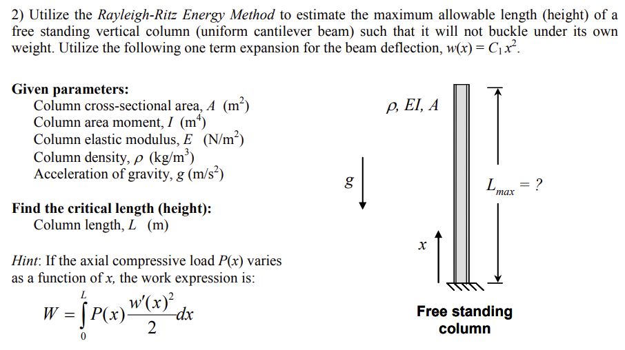 Solved 2) Utilize the Rayleigh-Ritz Energy Method to | Chegg.com