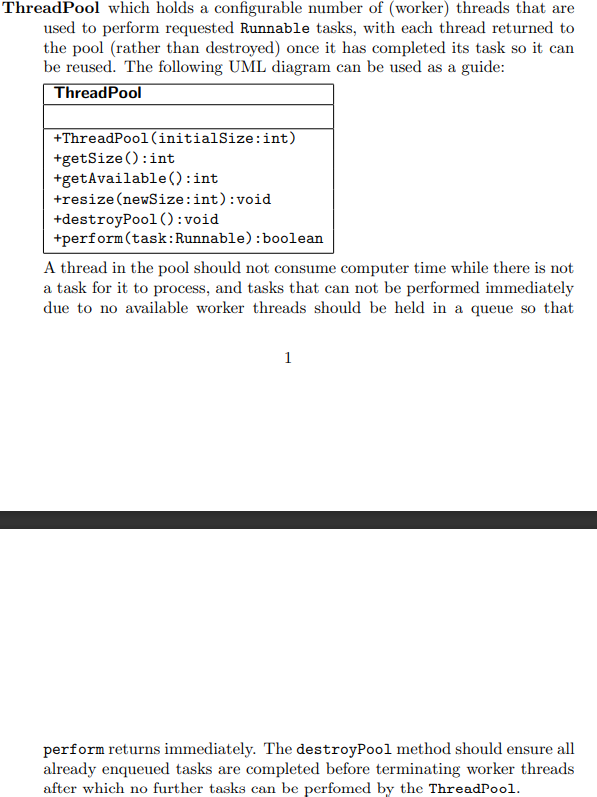Solved ThreadPool which holds a configurable number of | Chegg.com