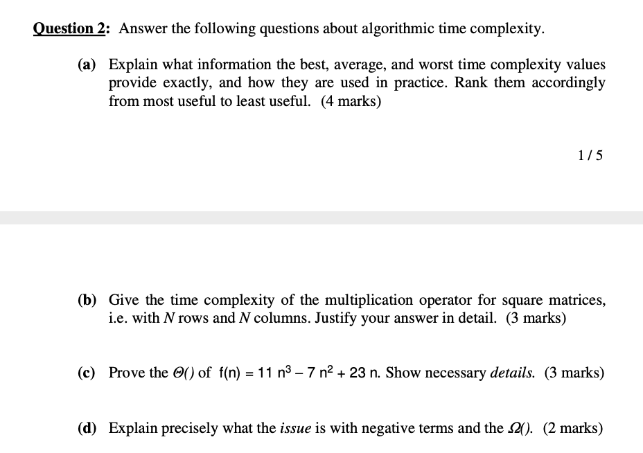 Solved Question 2: Answer the following questions about | Chegg.com