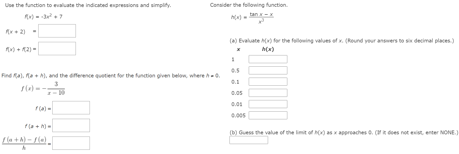 Solved Use the function to evaluate the indicated | Chegg.com