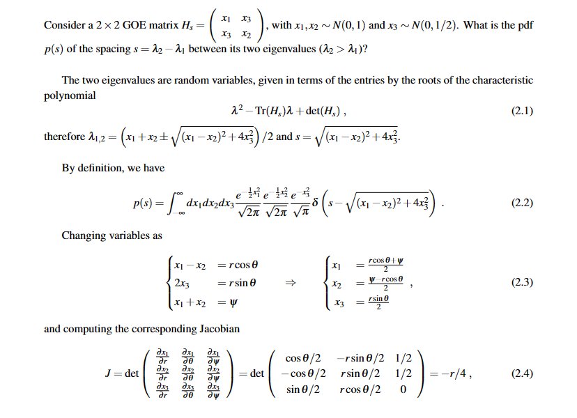 Solved Consider a 2×2 GOE matrix Hs=(x1x3x3x2), with | Chegg.com