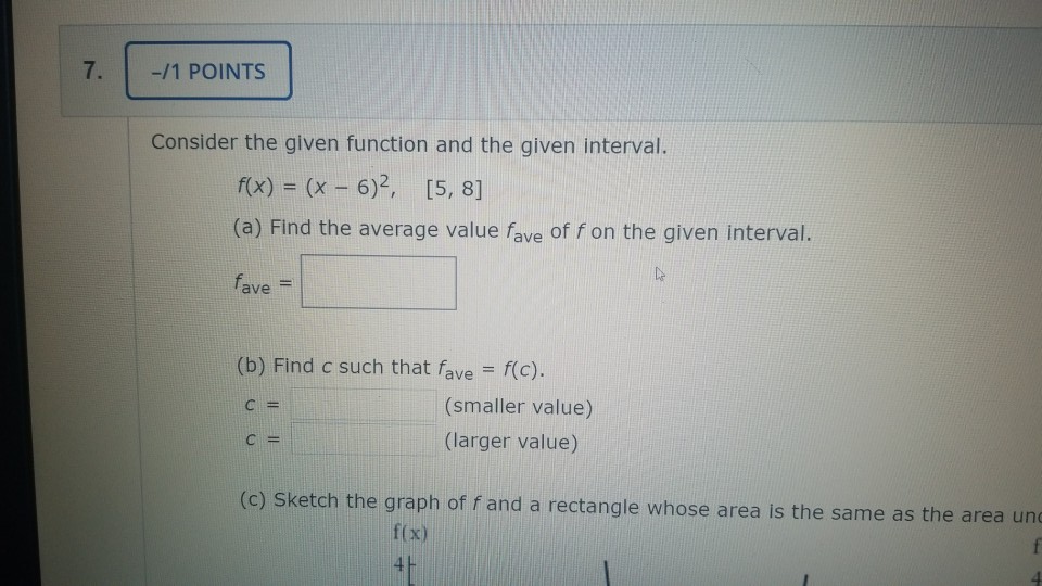 Solved -/1 POINTS Find the average value fave of the | Chegg.com