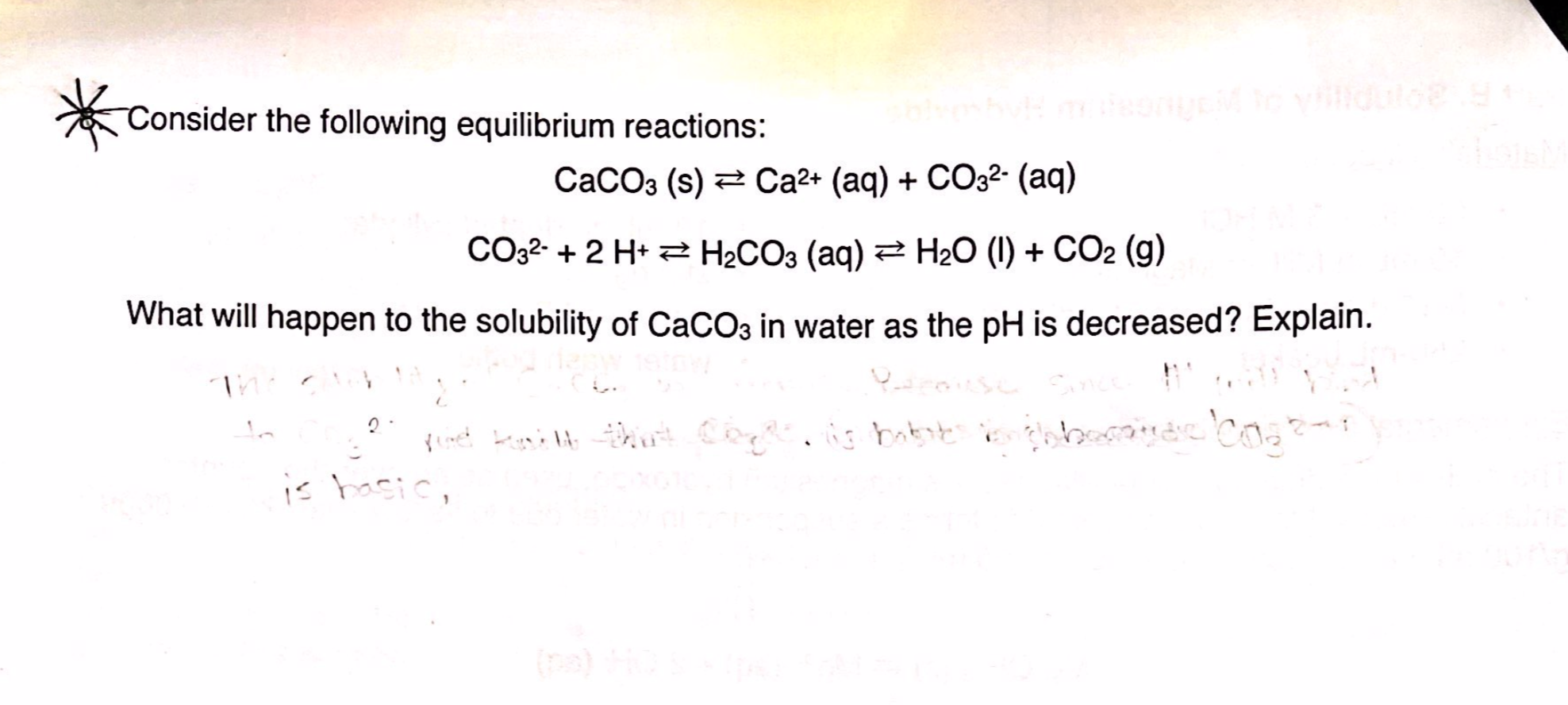 Solved Consider the following equilibrium reactions: CaCO3 | Chegg.com