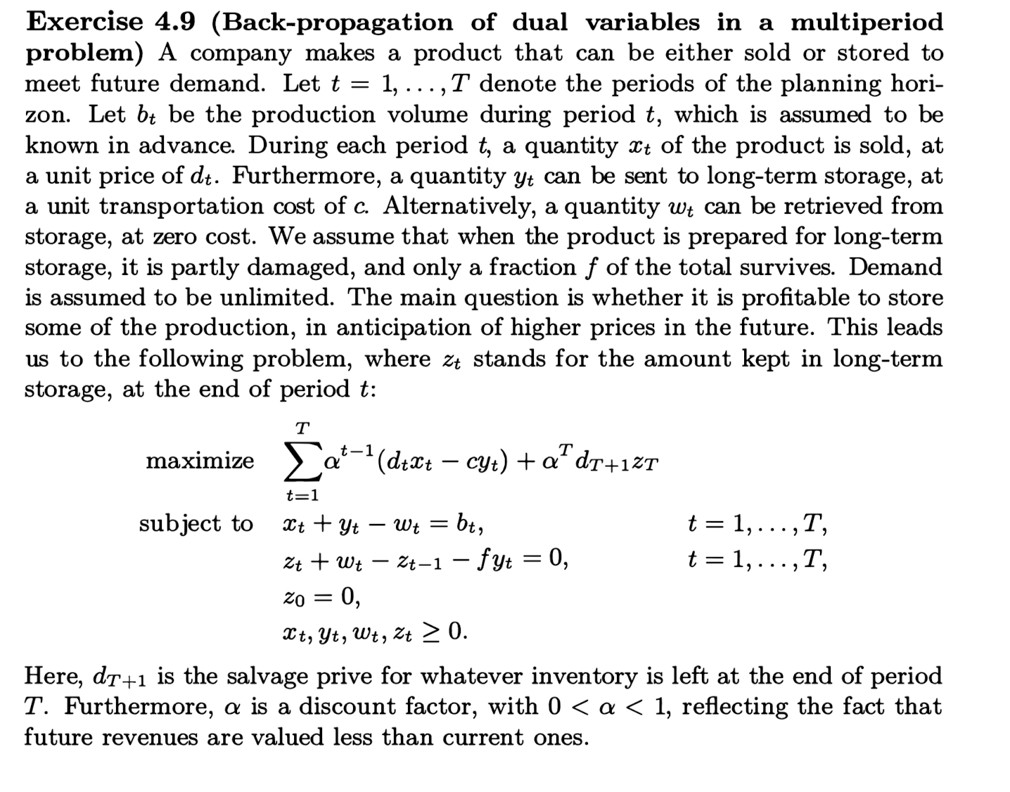 Solved Exercise 4.9 (Back-propagation of dual variables in a | Chegg.com