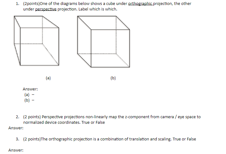 Solved 1. (2points)One of the diagrams below shows a cube | Chegg.com
