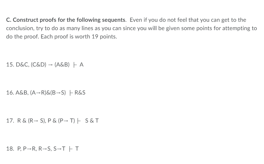 C. Construct proofs for the following sequents. Even | Chegg.com