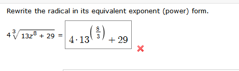 Solved Rewrite the radical in its equivalent exponent | Chegg.com