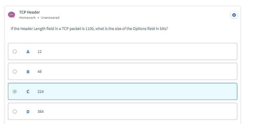 Solved TCP Header Homework. Unanswered If the Header Length | Chegg.com