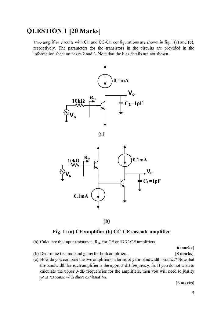 Two amplifier circuits with CE and CC-CE | Chegg.com