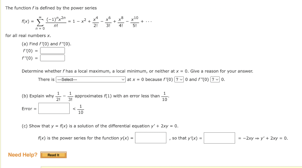 Solved The function f is defined by the power series | Chegg.com
