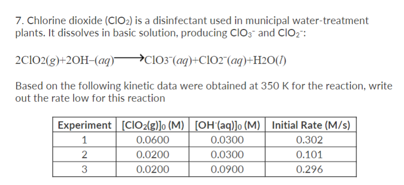 Solved Chlorine dioxide (ClO2) ﻿is a disinfectant used in | Chegg.com
