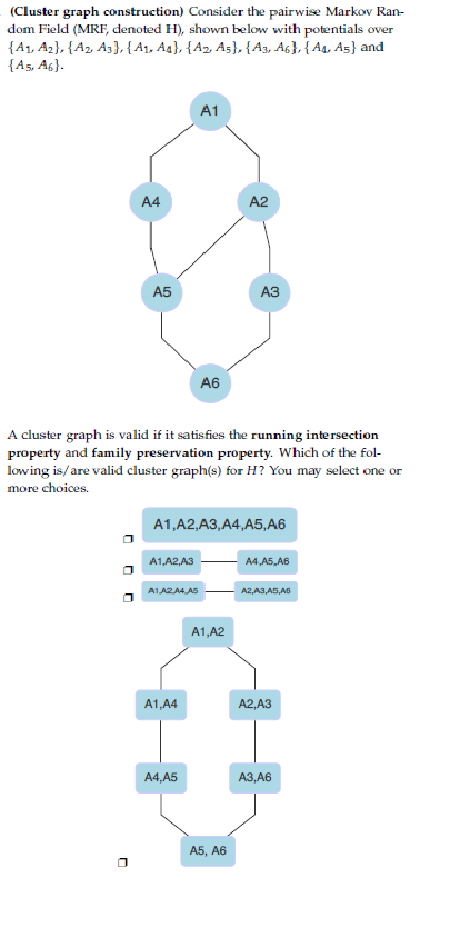 (Cluster graph construction) Consider the pairwise | Chegg.com