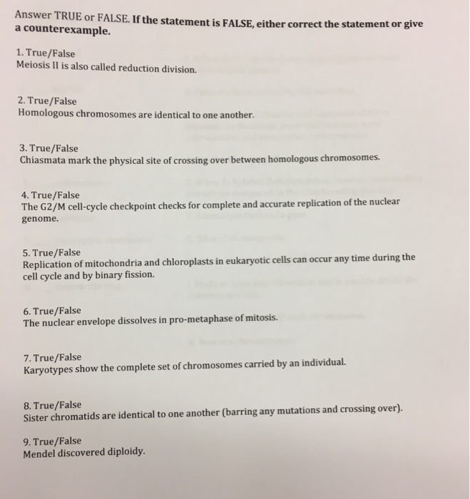 Solved Answer TRUE or FALSE. If the statement is FALSE, | Chegg.com