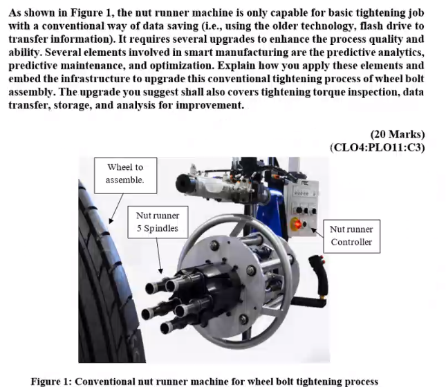 Solved As shown in Figure 1, the nut runner machine is only | Chegg.com