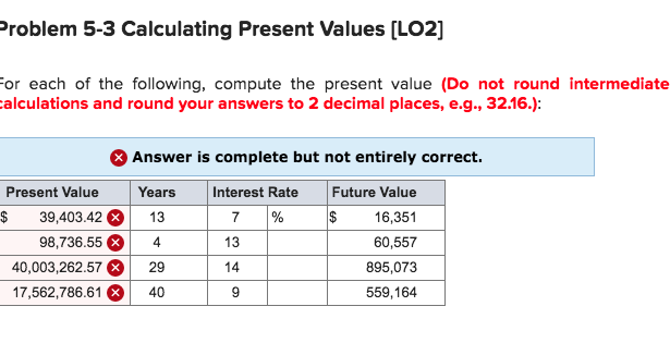 Solved Problem 5-3 Calculating Present Values (LO2] For each | Chegg.com