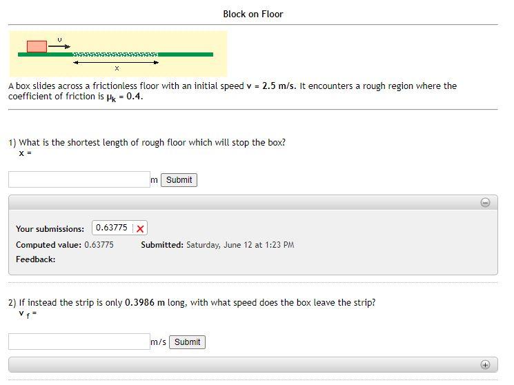 Solved Block on Floor A box slides across a frictionless | Chegg.com