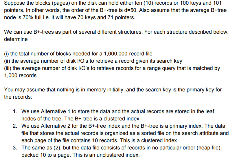 Suppose the blocks (pages) on the disk can hold | Chegg.com