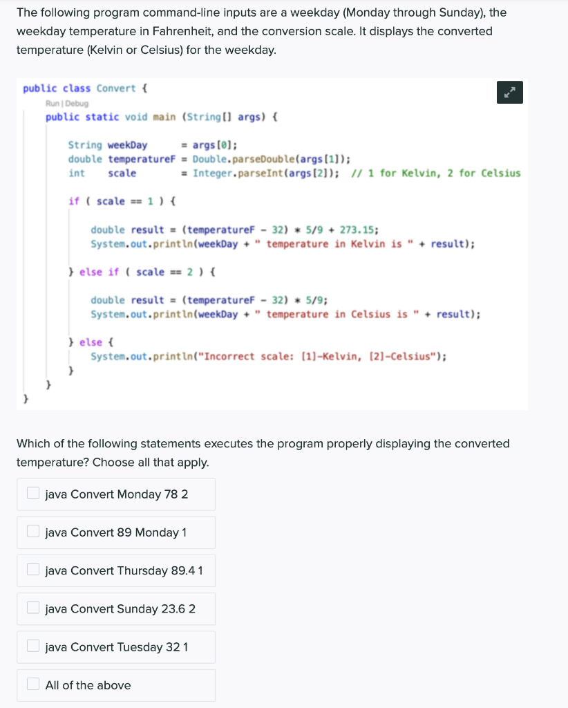 Solved The following program command-line inputs are a | Chegg.com