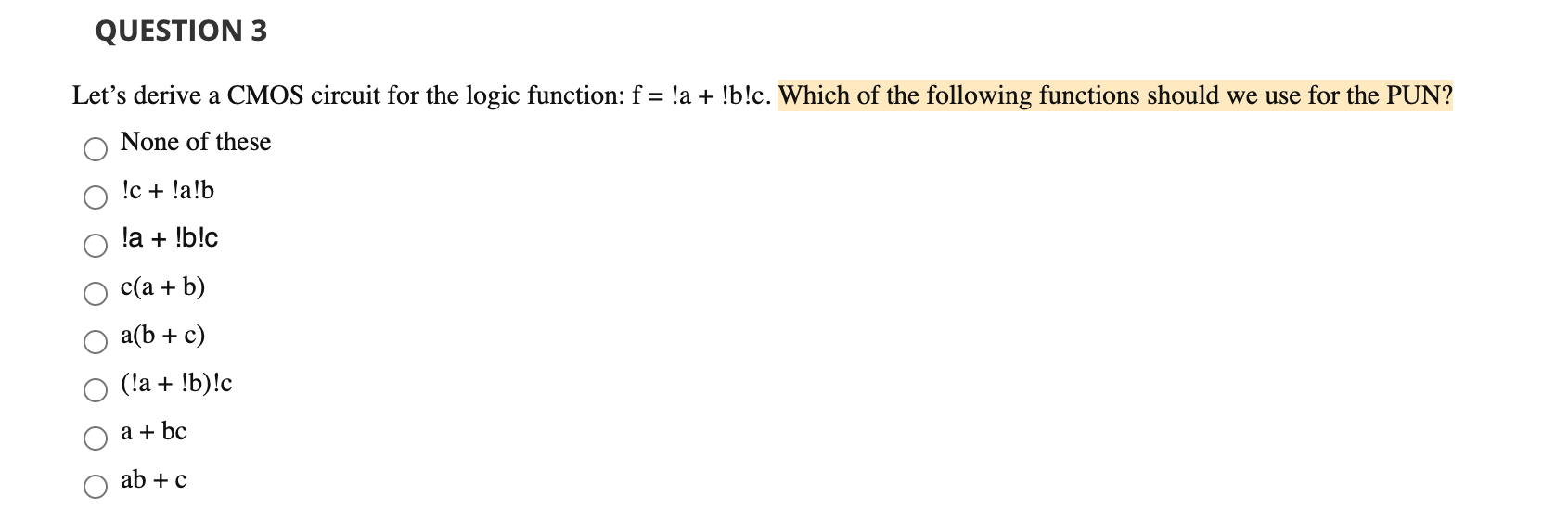 Solved QUESTION 3 Let's derive a CMOS circuit for the logic | Chegg.com