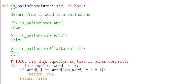 Solved hief is palindrome (word: str) -> bool: Return True | Chegg.com