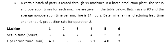 Solved 3. A certain batch of parts is routed through six | Chegg.com