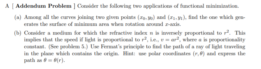 Solved A Addendum Problem | Consider the following two | Chegg.com